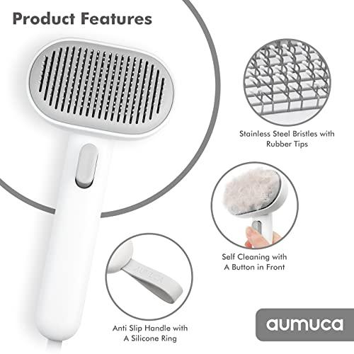 aumuca(アウムカ) ペット用ブラシ「ワンプッシュ式！」猫ブラシ 抜け毛取り ブラシ ブラッシングブラシ 犬用ブラシ マッサージ スリッカー : アールツー - 通販 - Yahoo!ショッピング