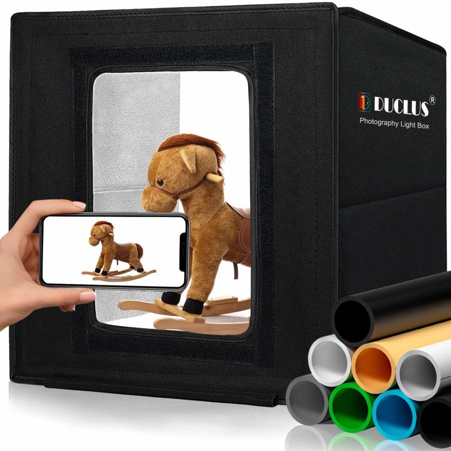 撮影ボックス 30cm 撮影ブース 折りたたみ、DUCLUS Light Box 簡易スタジオ 写真撮る箱 キット 調光な112個のLED ...