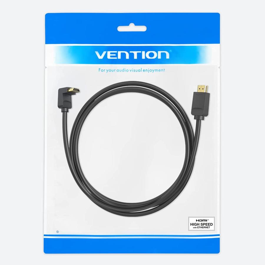 VENTION HDMI直角ケーブル / ブラック (HDMI直角ケーブル 下向き 上向き AAR AAQ HDMI 2.0 直角ケーブル 4K@60Hz HDCP2.2対応 : A ...