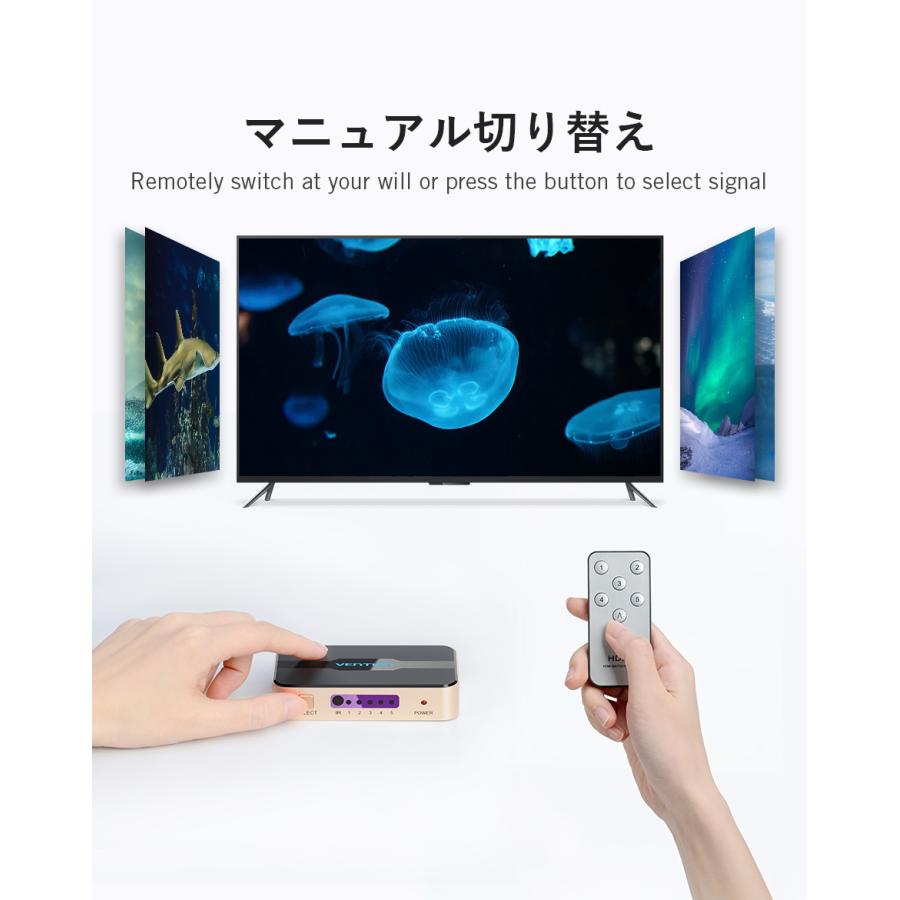 VENTION HDMI Switcher 5 In 1 Out Gold ACDG0 コンバーター 変換 4K 高画質 金メッキ 5ポート ...
