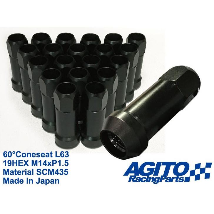 AGITOスーパーロングレーシングナット L63 60テーパー座 19HEX M14xP1.5 全長63mm クロモリ製★5穴用20本 : Aワークスヤフー店 - 通販 - Yahoo!ショッピング