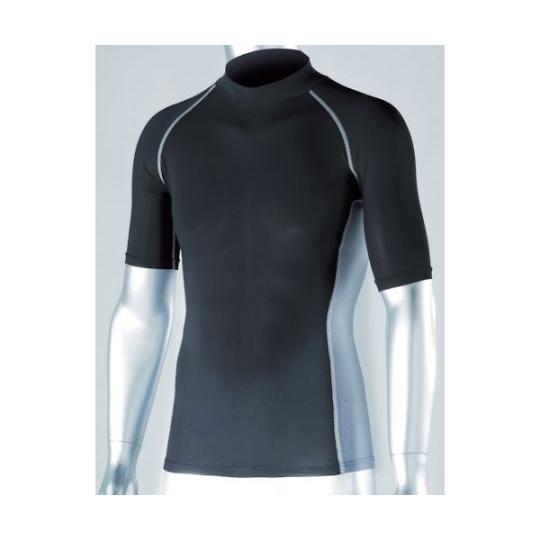 冷感 消臭 パワーストレッチ半袖ハイネックシャツ ブラック L おたふく手袋 JW-624-BK-L (61-3344-44) : A1 ...