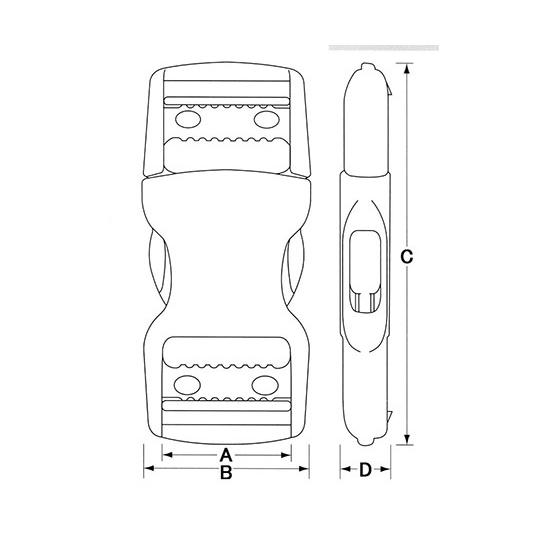 エスコ 30mm バックル サイドリリース/プラスチック製 EA628RA-30 (78-0414-76) : A1 ショップ 休業日土日・祝日 - 通販 - Yahoo!ショッピング