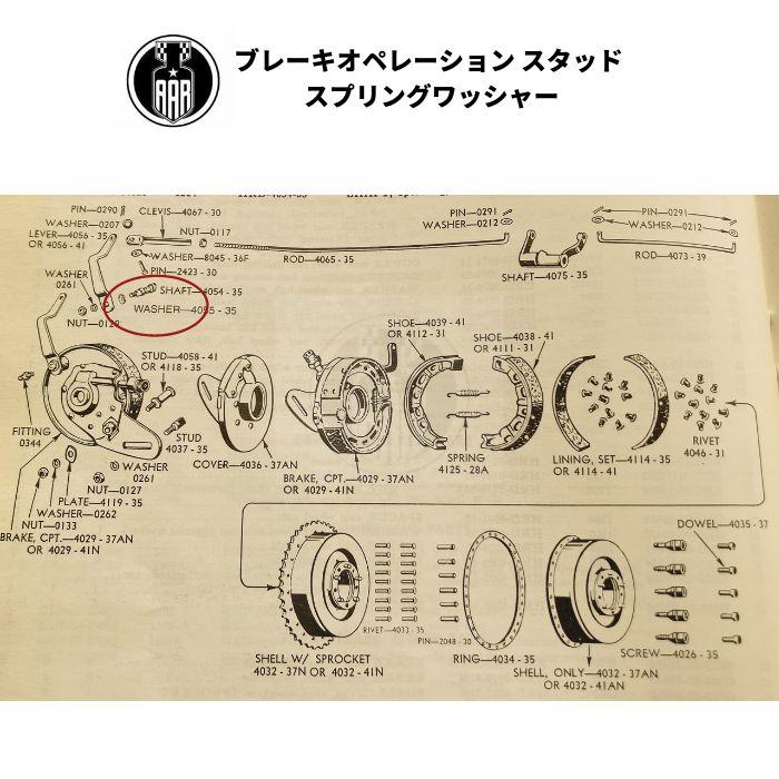 Harley Davidson スプリングワッシャー ブレーキオペレーション シャフト スタッド ハーレーダビッドソン 1936-48年 EL UL WLC G : エーエーアールヤフー店 ...