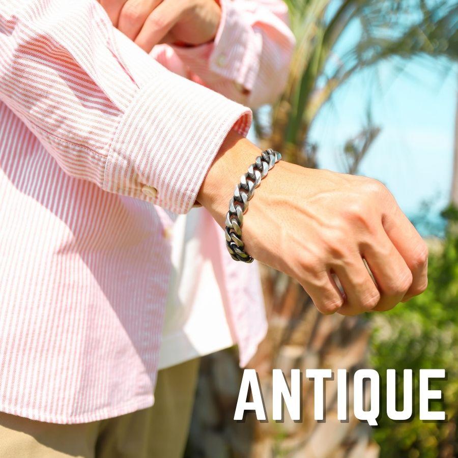 喜平ブレスレット メンズ ステンレス 幅13mm ブレスレット ゴールド アンティーク ブラック シルバー 金属アレルギー対応 喜平 きへい ...