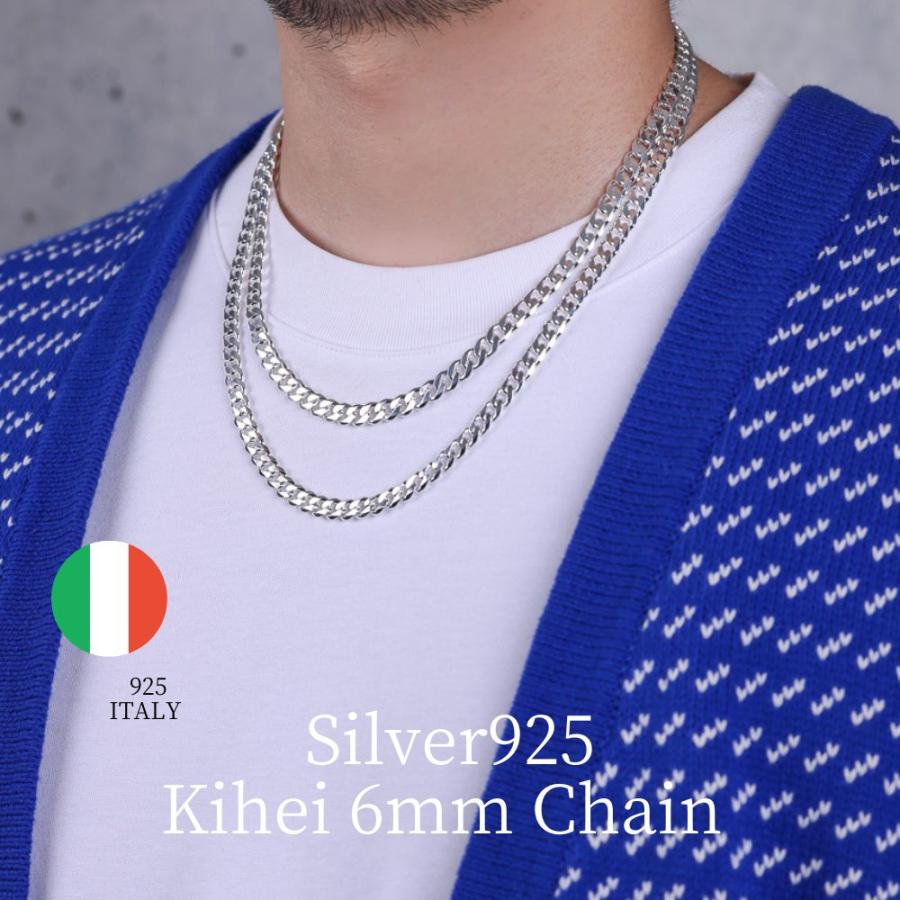 シルバー925 喜平 ネックレス イタリア製 6面カット 幅6mm 50cm 55cm キヘイ チェーン シンプル 金属アレルギー対応 : aBALENT - 通販 - Yahoo!ショッピング