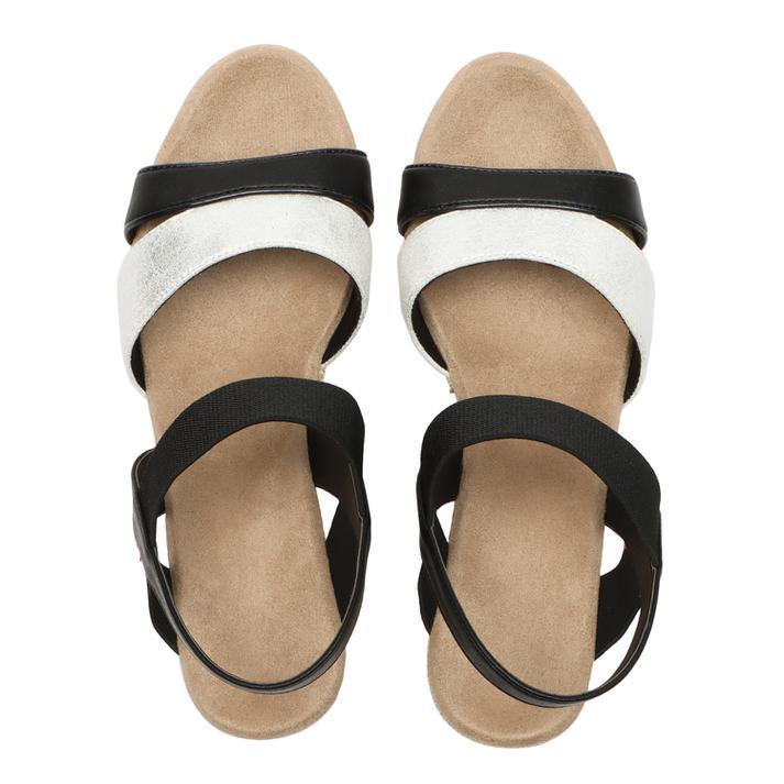 レディース ABC SELECT WEDGE SANDAL 5 ウエッジサンダル W2005 BLACK/SILVER : ABC-MART ...