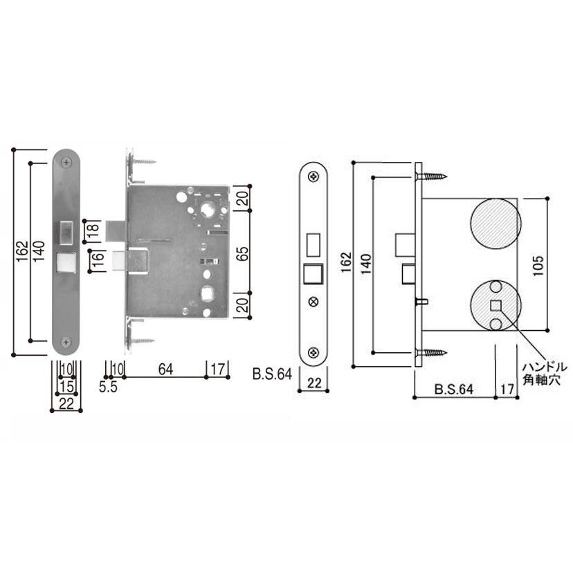 YKK AP HH2K12076 主錠ケース MIWA LZSP レバーハンドル用 バックセット64mm : ABCshop - 通販 - Yahoo!ショッピング