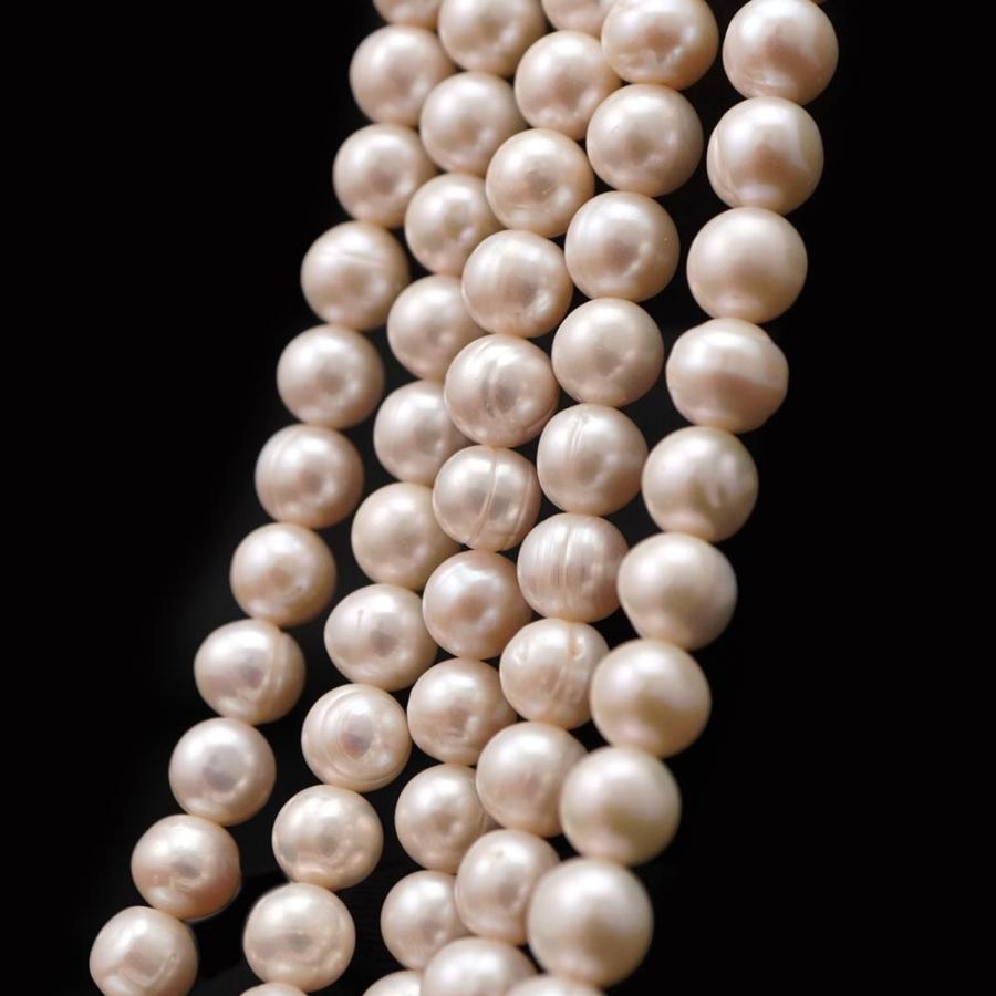 淡水パール 8×7-7×7mm セミラウンド ビーズ 連売り 約438cm サークル有り 淡水真珠 パワーストーン 天然石 連 ハンドクラフト アクセ パーツ 材料 : ABCストーン2019 ...
