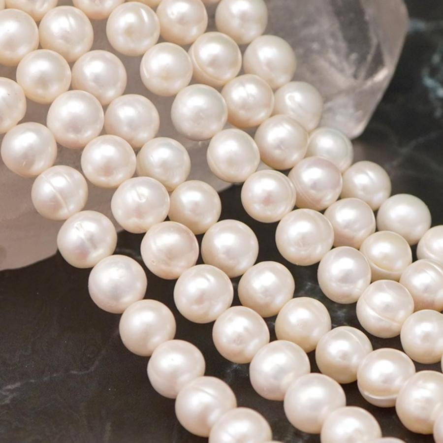 淡水パール 8×7-7×7mm セミラウンド ビーズ 連売り 約438cm サークル有り 淡水真珠 パワーストーン 天然石 連 ハンドクラフト アクセ パーツ 材料 : ABCストーン2019 ...