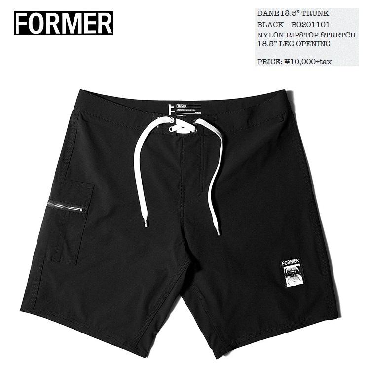 FORMER フォーマー 【 DANE 18.5 TRUNK 】 BLACK ストレッチ サーフトランクス 注文 海パン DANE ...