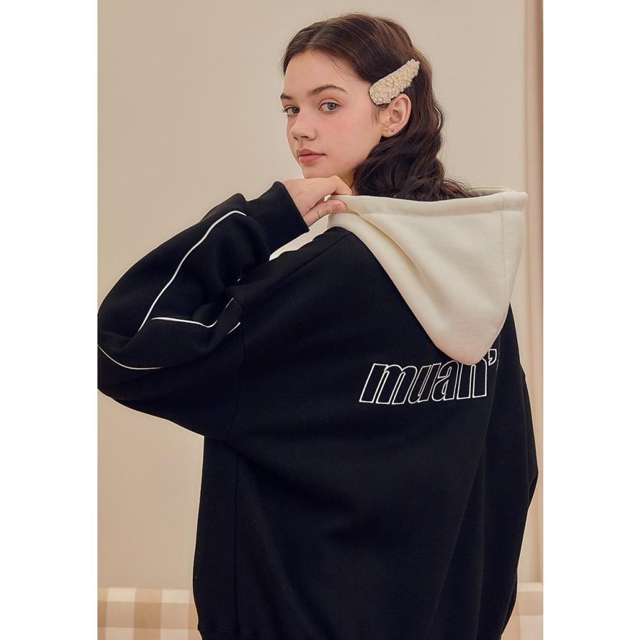 30％OFF 10月24日新規入荷 muah ムーアムーア POINT LINE NAPPING HOOD ZIPUP ポイントラインナッ ...