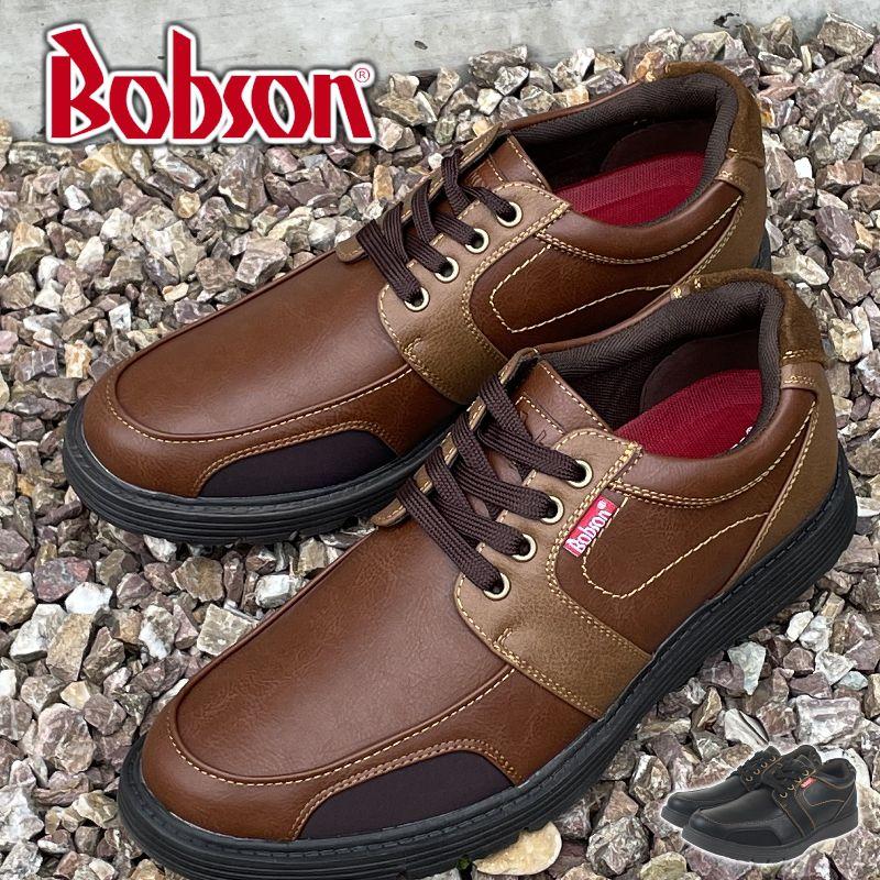BOBSON メンズ カジュアルシューズ ゆび部分が伸びる モカシン スリッポン Bobson ボブソン レースアップ スニーカー 幅広 ...