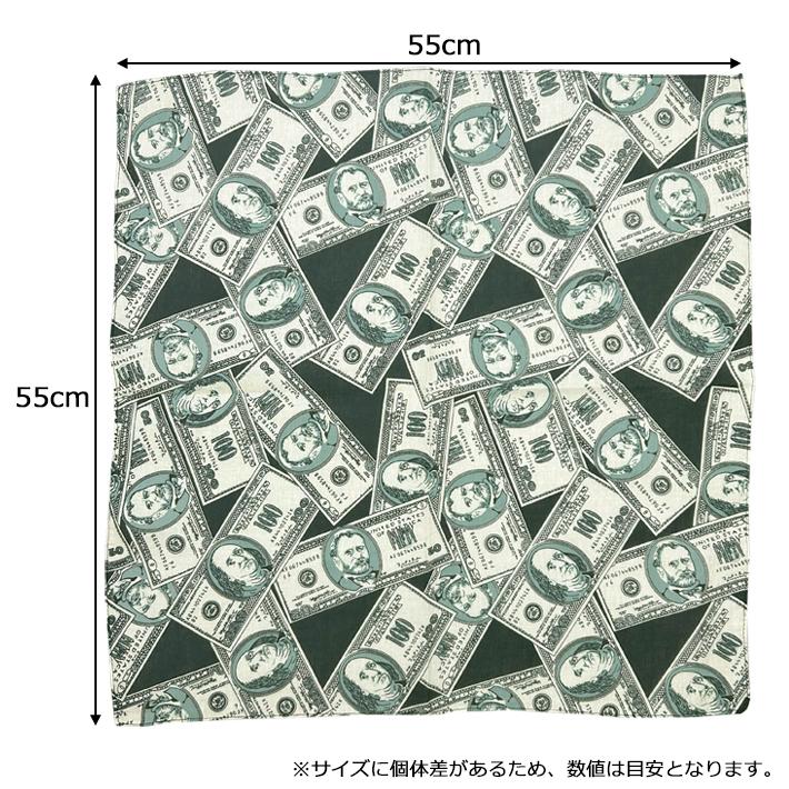 マネー バンダナ MONEY BANDANA ドル札 柄 ハンカチ アメリカン お札 お金 おしゃれ 100ドル メール便OK ...