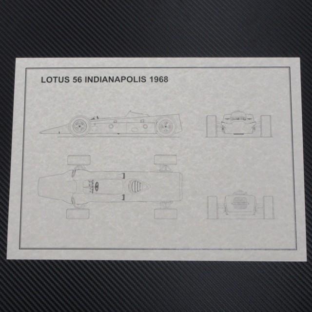 ロータス LOTUS 56 Indianapolis 1968 透視図 プリント A3サイズ : AC MINDS AUTOJUMBLE ...