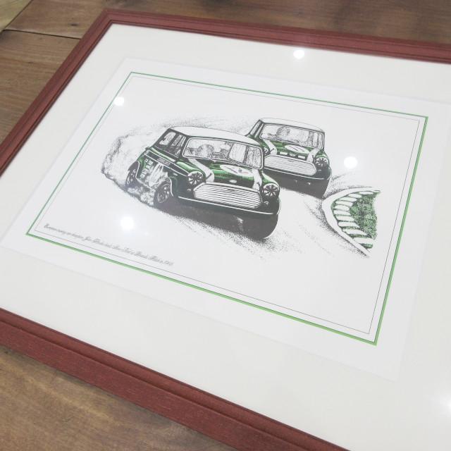 ミニ MINI Jhon Rhodes leads Steve Neal Brands Hatch in 1968 イラストポスター ...