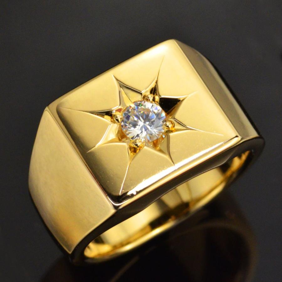 メンズ 指輪 24金 印台 リング 純金 K24 24K ゴールド ダイヤモンド 後光留め 男性 日本製 刻印入り ごつい 太め シグネットリング シンプル 30代 40代 50代 ...