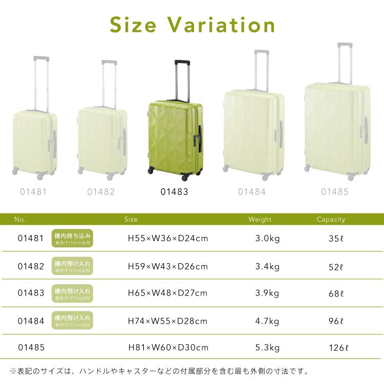 ProtecA スーツケース Proteca プロテカ コーリー2 68L 4輪 預入れ キャスターストッパー付 サイレントキャスター TSAダイヤルロック No.01483 : ACE ...