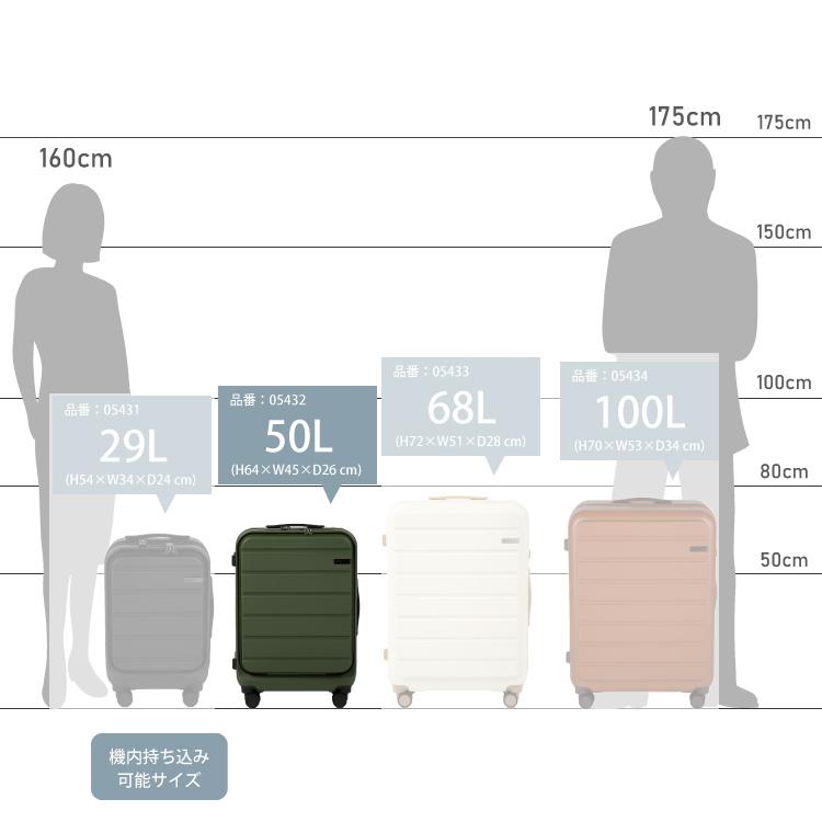 Ace スーツケース ACE エース フレットボード キャスターストッパー 50L フロントオープン 05432 : ACE Online ...