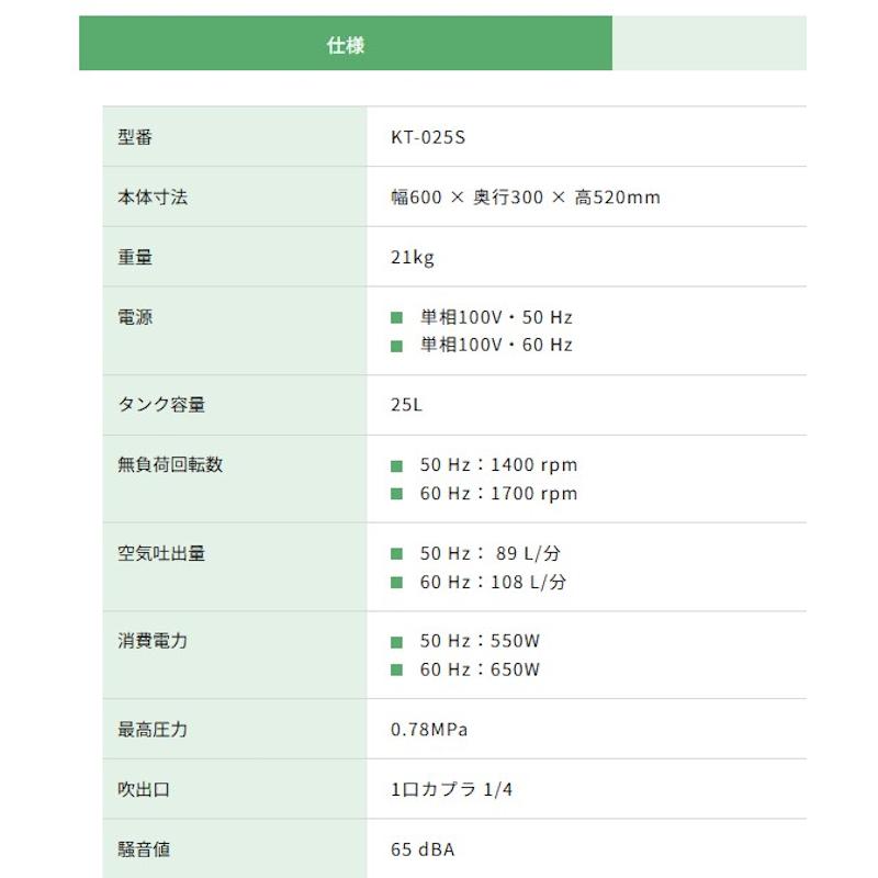 和コーポレーション KAZ オイルレスエアーコンプレッサー 25L KT−025S 単相100V : 現場用品専門ECストア 現場監督 - 通販 - Yahoo!ショッピング