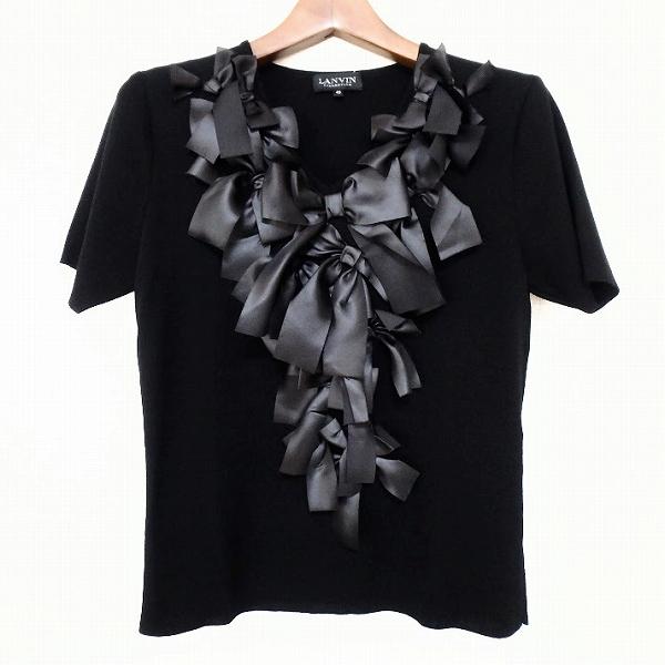 LANVIN en Bleu #snc ランバン カットソー 40 黒 ニット 半袖 リボン シルク レディース [768663] : アクイールヤフーショップ - 通販 - Yahoo!ショッピング