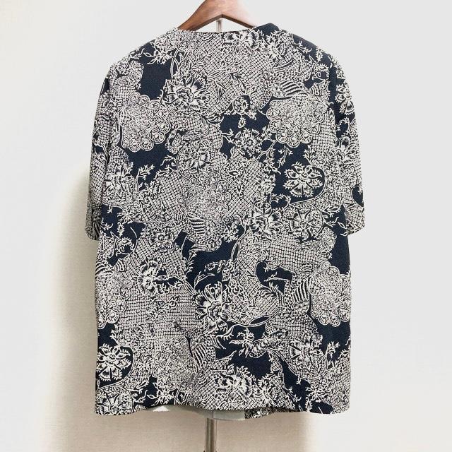 #spc Ts コレクション 詩仙堂 ヒトシタムラ シャツ・ブラウス グレー 黒 ちりめん 半袖 切替 花柄 レディース [787001 ...