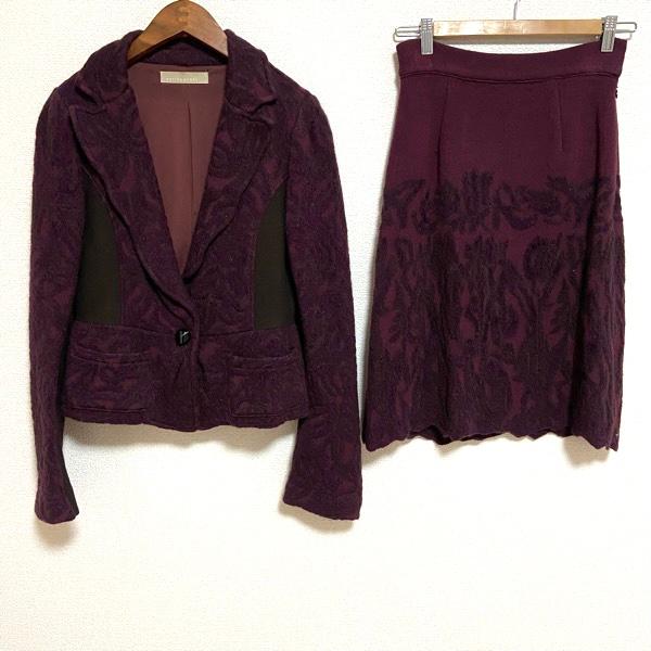 #wnc ノリコアラキ noriko araki スカートスーツ セットアップ ツーピース 紫 茶 モヘヤ混 ニット ラメ レディース ...