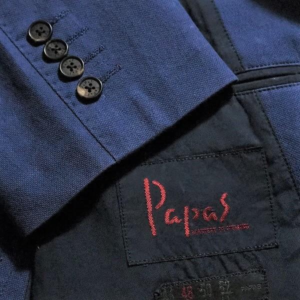 PAPAS #anc パパス Papas ジャケット 48 紺 S3B 段返り 薄手 麻 PAPAS #anc パパス Papas ジャケット 48 紺 S3B 段返り 薄手 麻