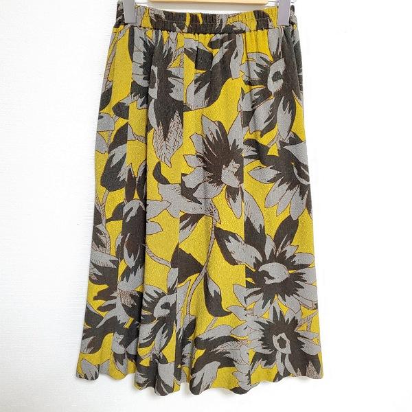 #apc 詩仙堂 ヒトシタムラ Hitoshi Tamura スカート 黄色 グレー 花柄 ちりめん レディース [805280 ...