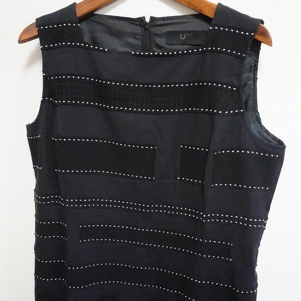 #anc ユートゥーコレクション UTOO COLLECTION ワンピース L 黒 ノースリーブ ステッチ ファスナー レディース ...