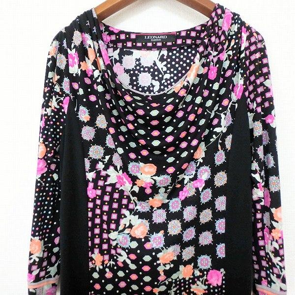 #anc レオナール LEONARD ワンピース 3 黒 紫 緑 花柄 ドット レディース [832024] : 832024 : アクイール ...