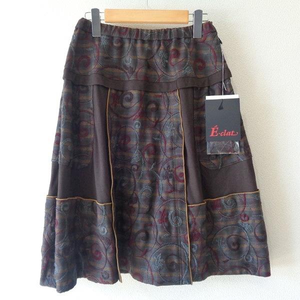 #wpc イークラット E-clat エイココンドウ EIKO KONDO スカート 42 こげ茶系 大きいサイズ 刺繍 タグ付き 新品同様 レディース [836162] : アクイールヤフー ...