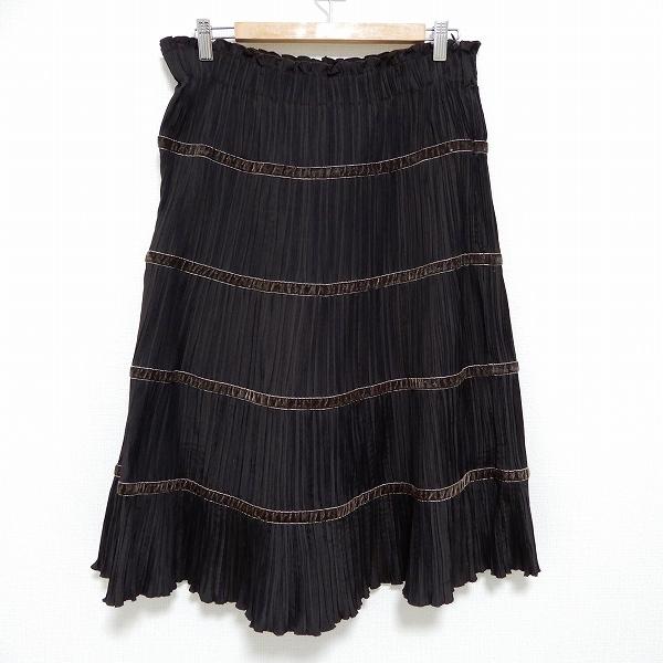 #anc マックスマーラ Maxmara スカート 40 濃茶 プリーツ シャーリング 切替 異素材 レディース [841729] : アク ...