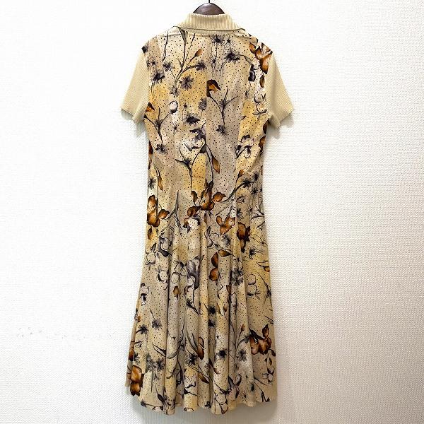 #snc ヒロココシノ HIROKOKOSHINO ワンピース 40 ベージュ系 オレンジ 茶 花柄 半袖 異素材 ペチコート付き ロング レディース [868080] : アクイールヤフー ...