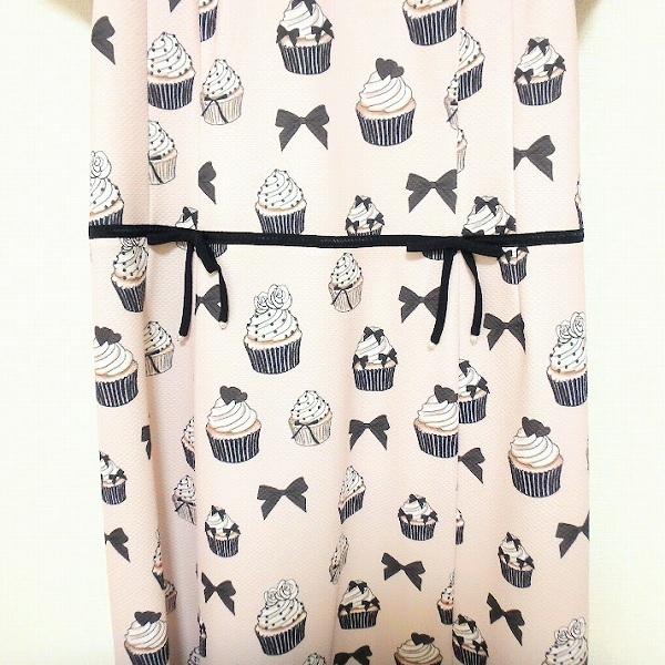 #snc スーパービューティー Super Beauty ワンピース 40 ピンク 黒 リボン 半袖 バックジップ タグ付き 新品同様 ...