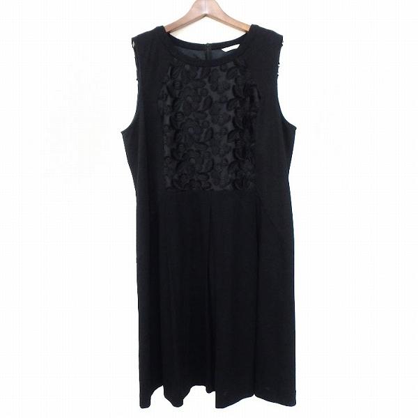 #snc ローズティアラ Rose Tiara ワンピース 46 黒 ノースリーブ 刺繍 花モチーフ 大きいサイズ レディース [886884 ...