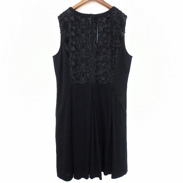 #snc ローズティアラ Rose Tiara ワンピース 46 黒 ノースリーブ 刺繍 花モチーフ 大きいサイズ レディース [886884 ...