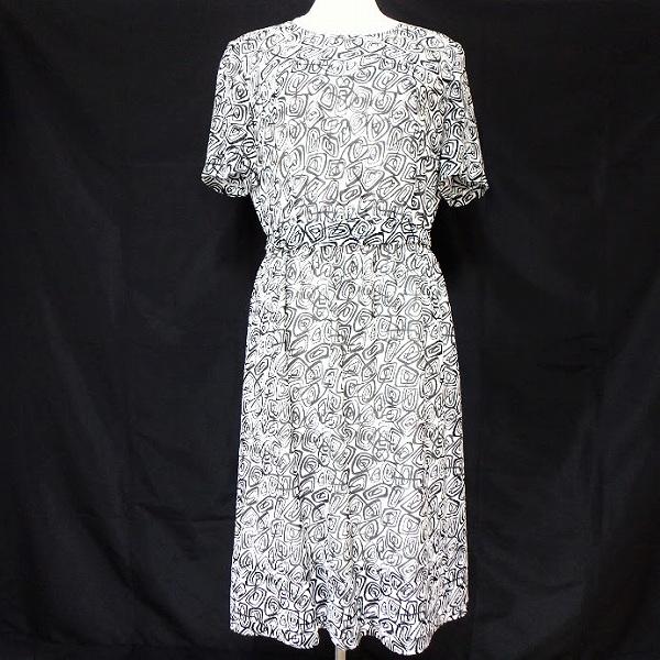 Leilian #snc レリアン ワンピース 9 白 黒 半袖 総柄 リボン サイドファスナー レディース [887050] : アクイールヤフーショップ - 通販 - Yahoo!ショッピング