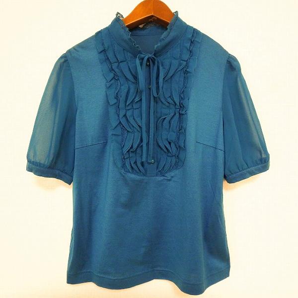 #snc レリアン Leilian カットソー 9 青緑 半袖 フリル リボン レース レディース [892191] : アクイールヤフーショップ - 通販 - Yahoo!ショッピング