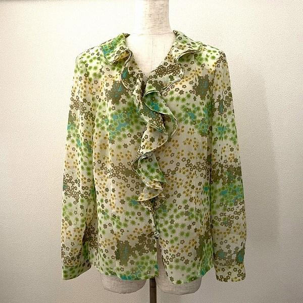 #anc ラピーヌルージュ LAPINE ROUGE シャツ ブラウス 13 黄緑 茶 花柄 フリル シースルー 大きいサイズ レディース [899676] : アクイールヤフーショップ ...