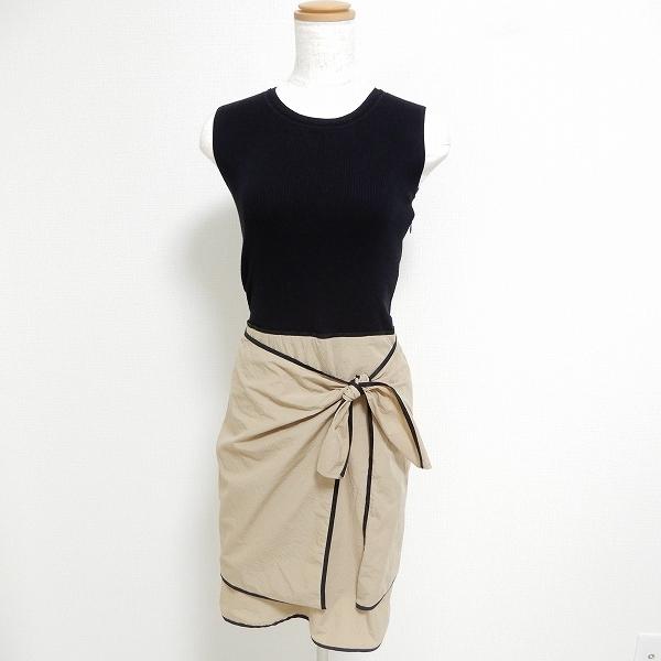 PAULE KA #snc ポールカ PAULEKA ノースリーブ ワンピース 36 黒 ベージュ ニット 切替 レディース [905132 ...