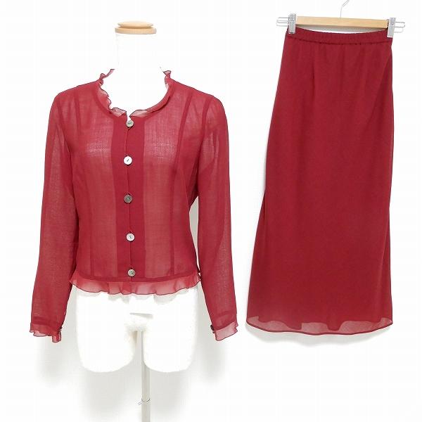 #anc ユキコハナイ YUKIKOHANAI セットアップ ツーピース ロング スカート 10 赤 シースルー レディース [915130 ...