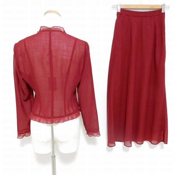 #anc ユキコハナイ YUKIKOHANAI セットアップ ツーピース ロング スカート 10 赤 シースルー レディース [915130 ...