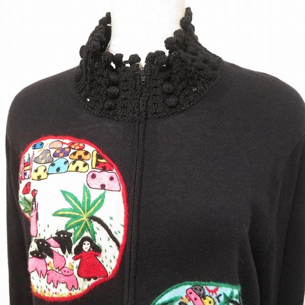 TOKUKO 1er VOL #anc トクコ TOKUKO1erVOL カーディガン ニット セーター 9 黒 麻混 ダブルジップ 人物柄 ...