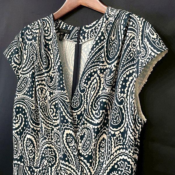 #snc エスカーダ ESCADA ワンピース 40 深緑 白 半袖 ペイズリー カシュクール ロング レディース [926569] : アクイールヤフーショップ - 通販 - Yahoo ...