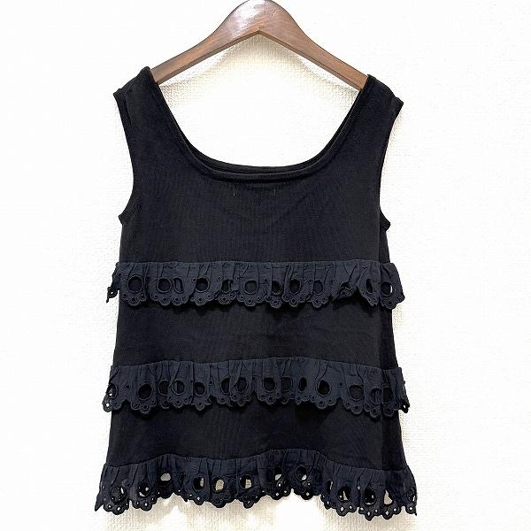 #snc ジュンコシマダ JUNKOSHIMADA カットソー 40 黒 ニット ノースリーブ レース レディース [934546] : アク ...