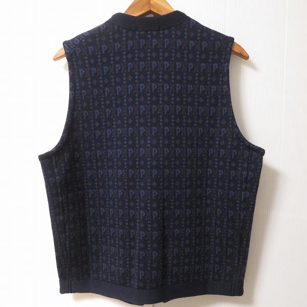 PAPAS（パパス） #wnc パパスプラス Papas+ ベスト ジレ ニット M 紺 Vネック 刺繍 ロゴ メンズ [936271 ...