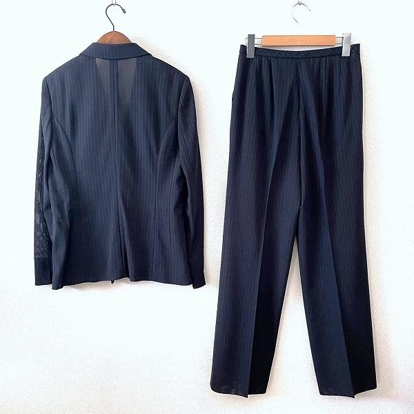 Leilian（レリアン） #snc パンツスーツ 9 濃紺 センタープレス 薄手 サマーウール ストライプ レディース [937759] : アクイールヤフーショップ - 通販 ...