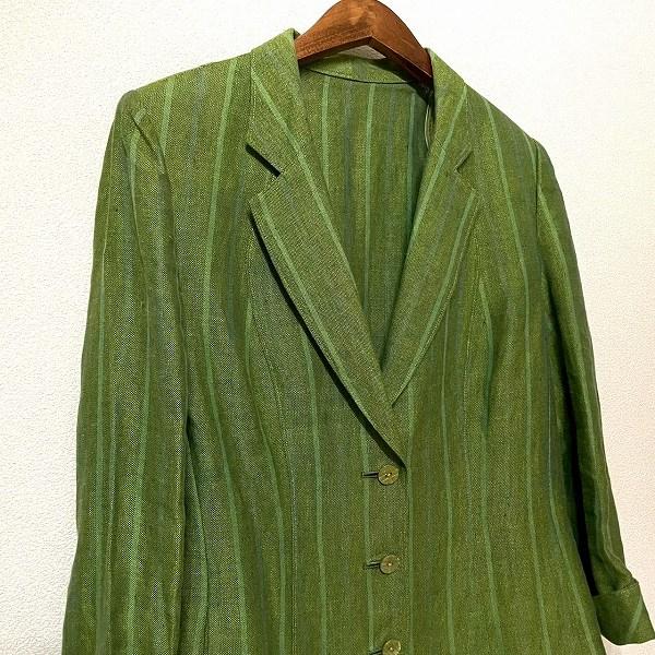 #snc ジバンシイ GIVENCHY GLAMOUR ジャケット 44 黄緑系 麻 ストライプ 大きいサイズ 美品レディース [942961] : アクイールヤフーショップ - 通販 ...