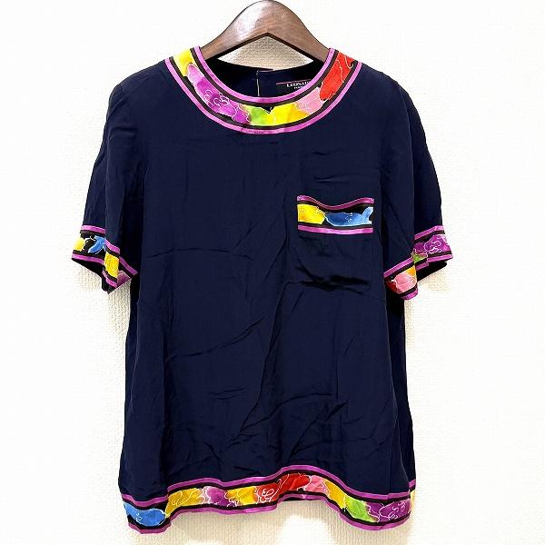 #snc レオナール LEONARD カットソー 11R 紺 半袖 シルク 柄 レディース [949056] : アクイールヤフーショップ - 通販 - Yahoo!ショッピング